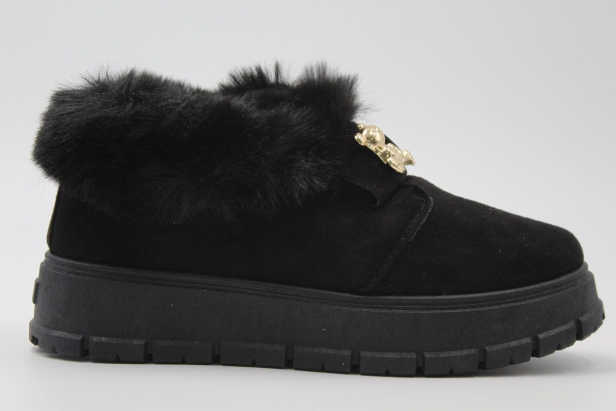 Bota australiana con cuello y forro de pelo y adrno metalizado ...